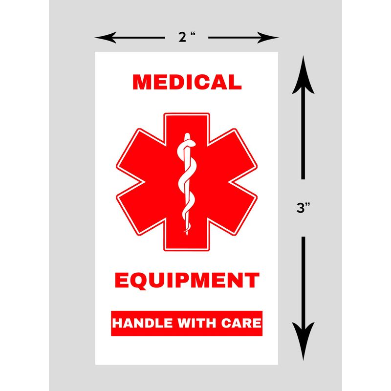 Medical Equipment Alert Sticker (White) Height 3 inches x Width 2 ...