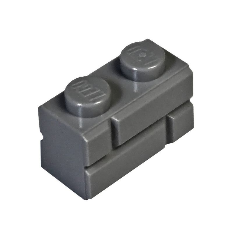 LEGO Parts and Pieces: Dark Gray (Dark Stone Grey) 1x2 Masonry Profile ...