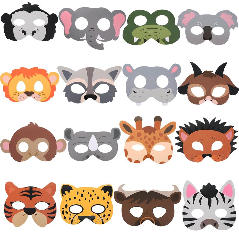 Quilax 16 Pcs Animal Mask, Safari Animal Masks for Kids, Jungle Theme ...