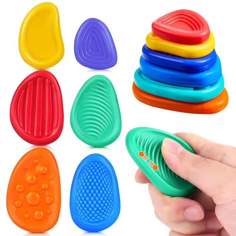 Fidget Toys Sensory 6 Pack Textured Soft Worry Stone for Autism Kids Calming Silicone Worry ...