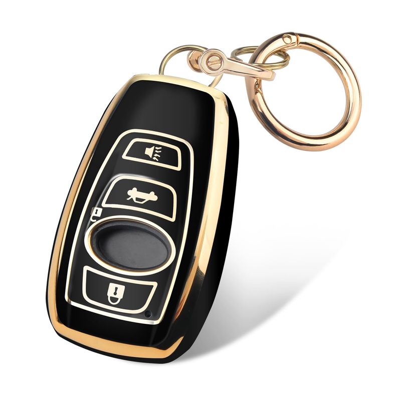 FT FUNTOR 4-Key Gold Edged Key Fob Cover for Subaru with Gold Metal ...