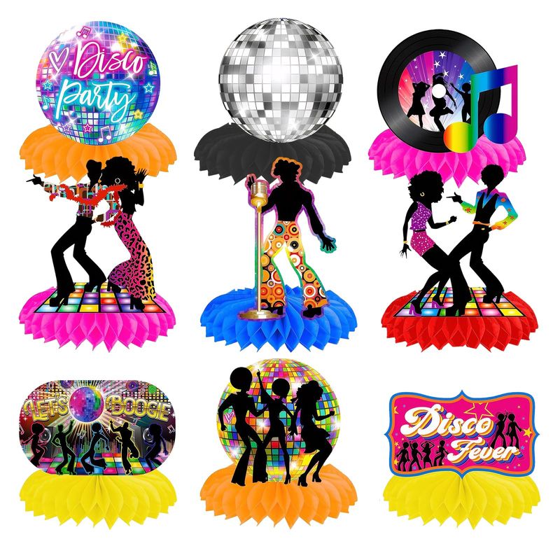9Pcs 80s Disco Party Table Decorations, Back to 70s Honeycomb ...
