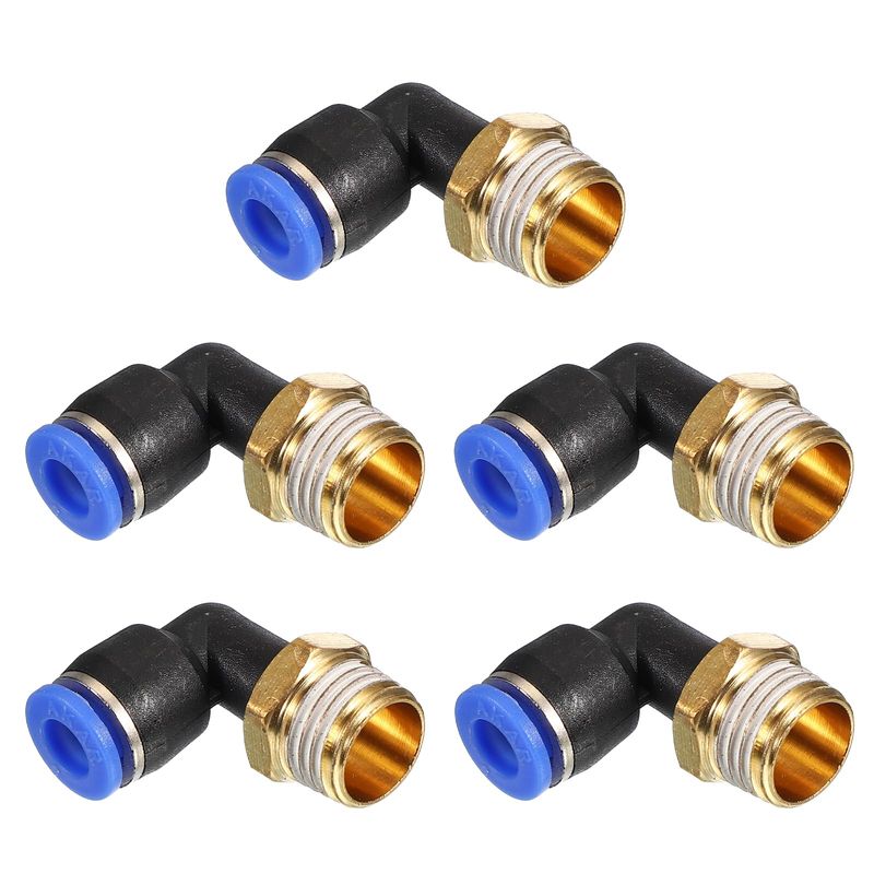 PATIKIL 1/4" Push to Connect Fitting, 5 Pack PT Male Thread 90 Degree ...