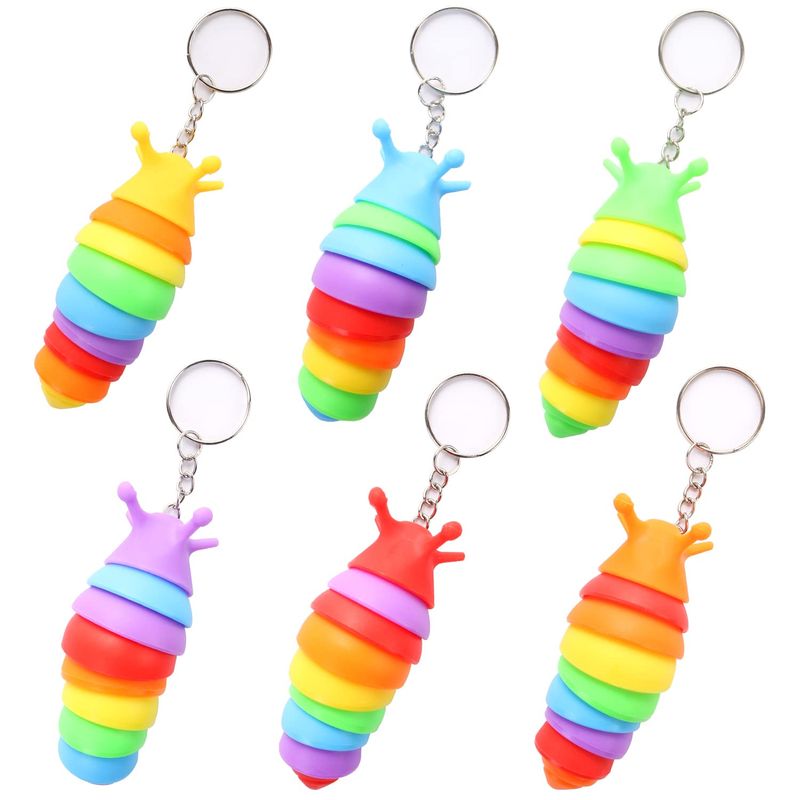 MEIEST 6 PCS Mini Fidget Slug Key-chain Toys,3D Articulated Stretch ...