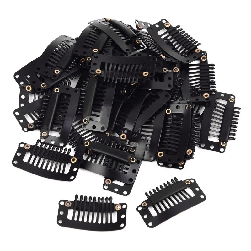 Richintol 40 Pcs No-Sew I-Shape 9-Teeth Clips for Securing DIY Wigs and ...