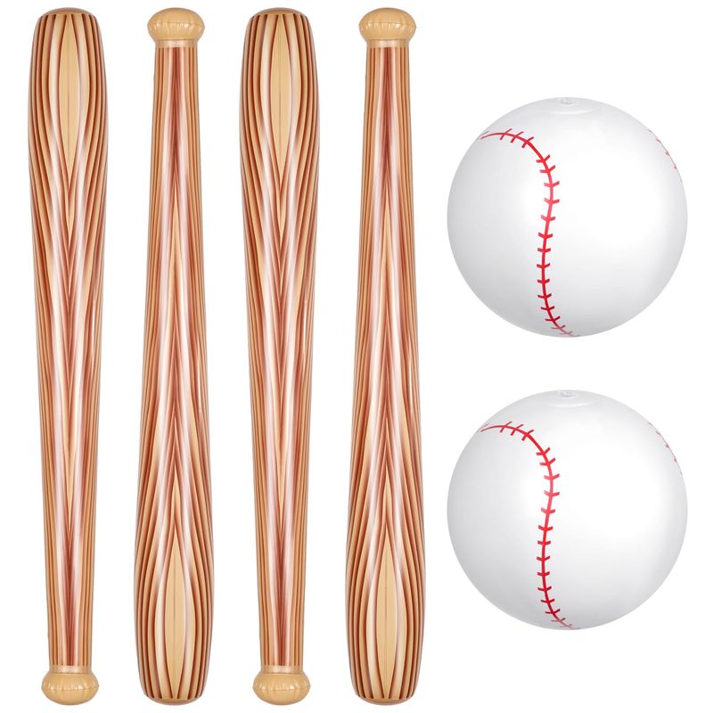 Set of 6 Beach Baseball Ball Inflatable Baseball Bat Include 2 Pcs 11 ...