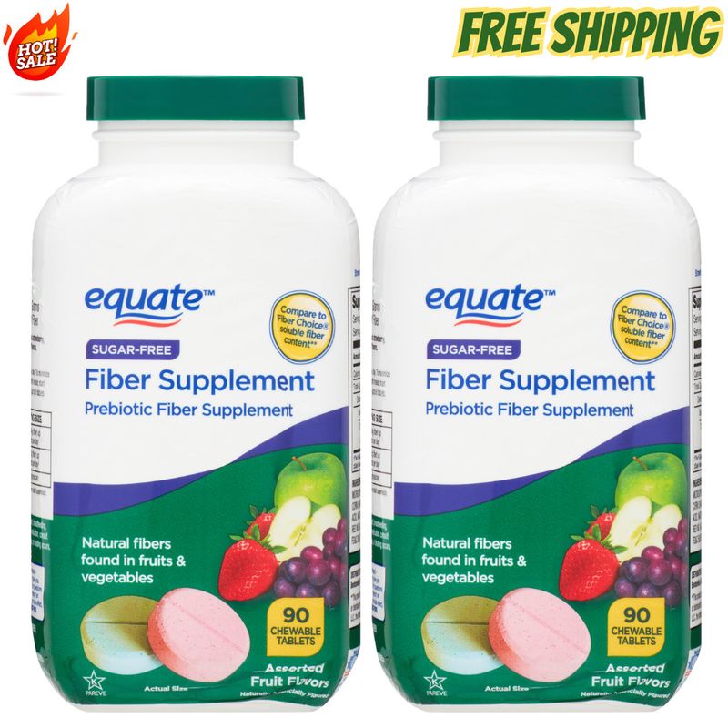 Equate Fiber Supplement, Fruit Flavored Chewable Tablets, 90 Ct,2 Pack ...