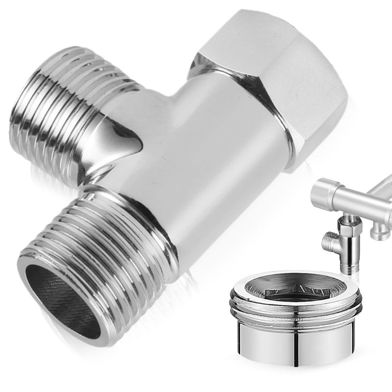 Shower Diverter Valve, 3 Way T Shape Adapter G1/2" Brass Shower ...