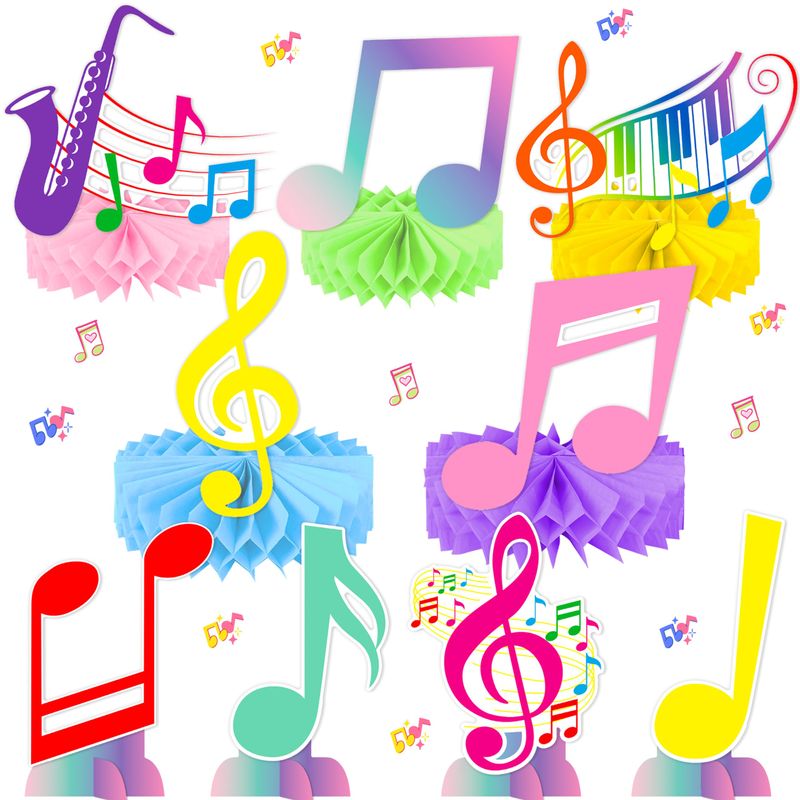 Music Note Theme Honeycomb Centerpieces Music Birthday Party ...