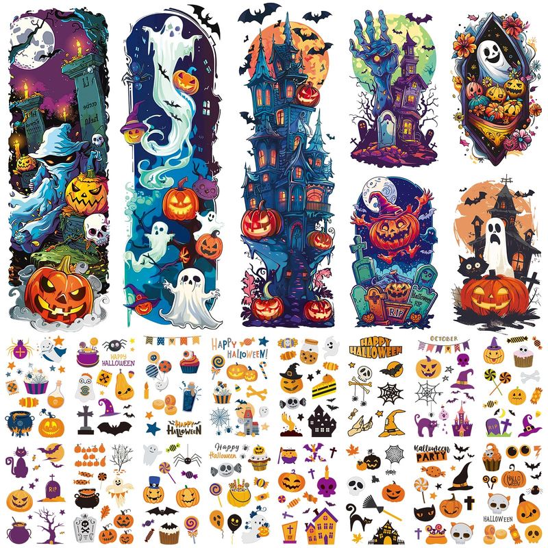EMOME Halloween Tattoos for Kids, Full and Half Arm Tattoos Set for Halloween Goodie Bags, Kids ...