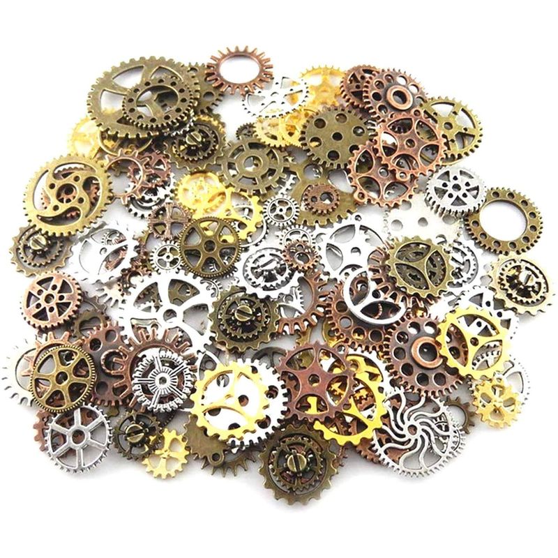 kuou 100 Grams Cogs and Gears, Steampunk Charms Accessories Assorted ...
