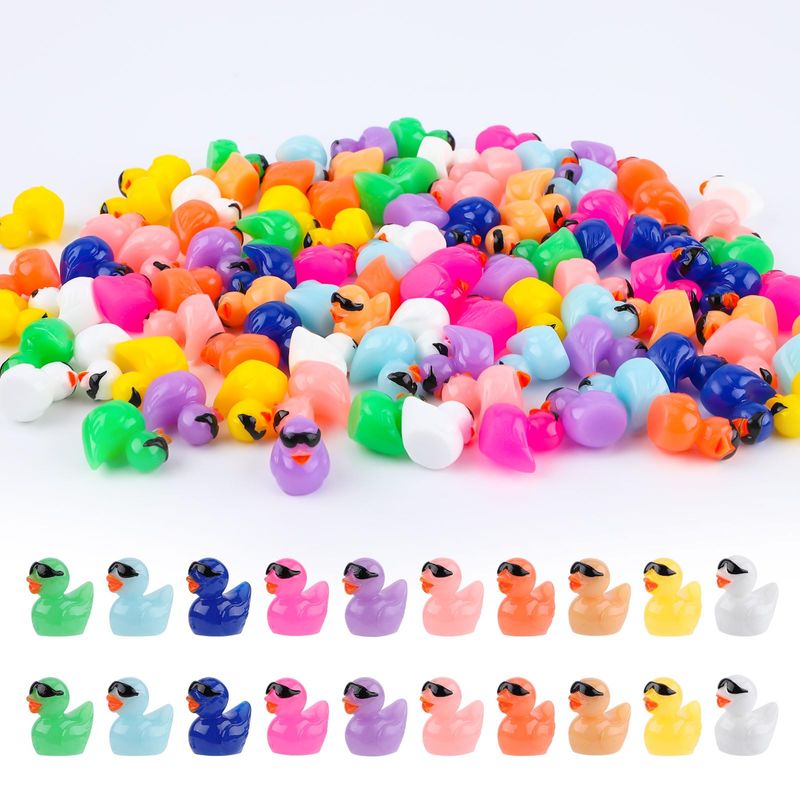 LUTER 100pcs Mini Resin Duck, Cute Tiny Resin Ducks with Sunglasses ...