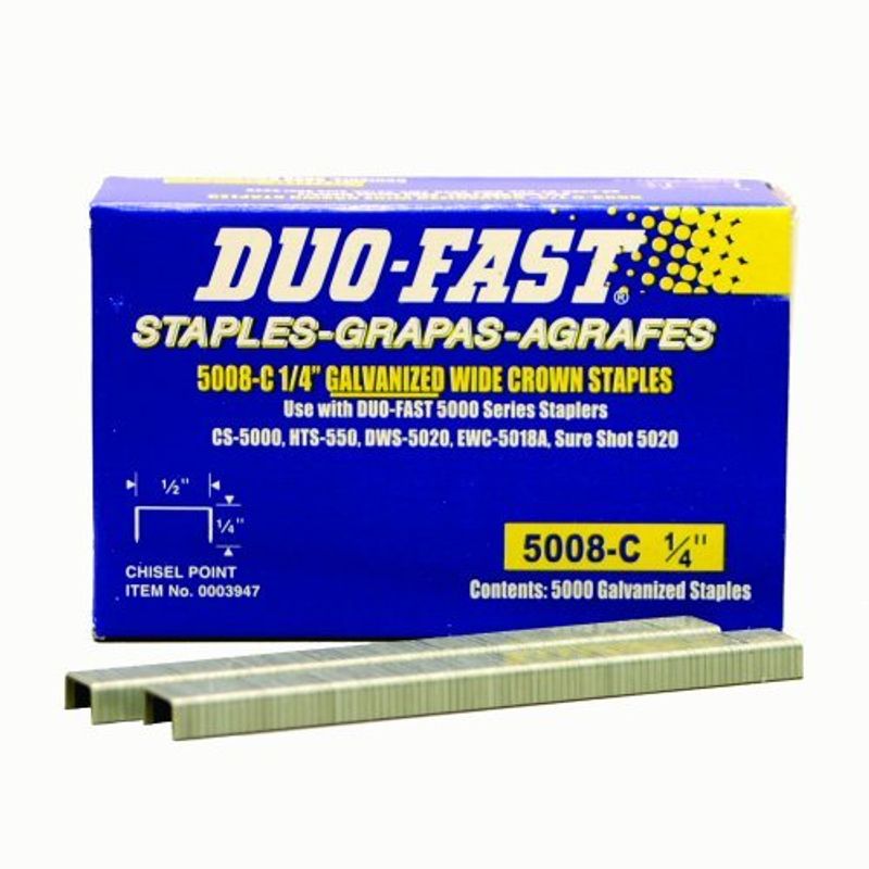 Duo Fast 5008C 20 Gauge Galvanized Staple 1/2-Inch Crown x 1/4-Inch ...