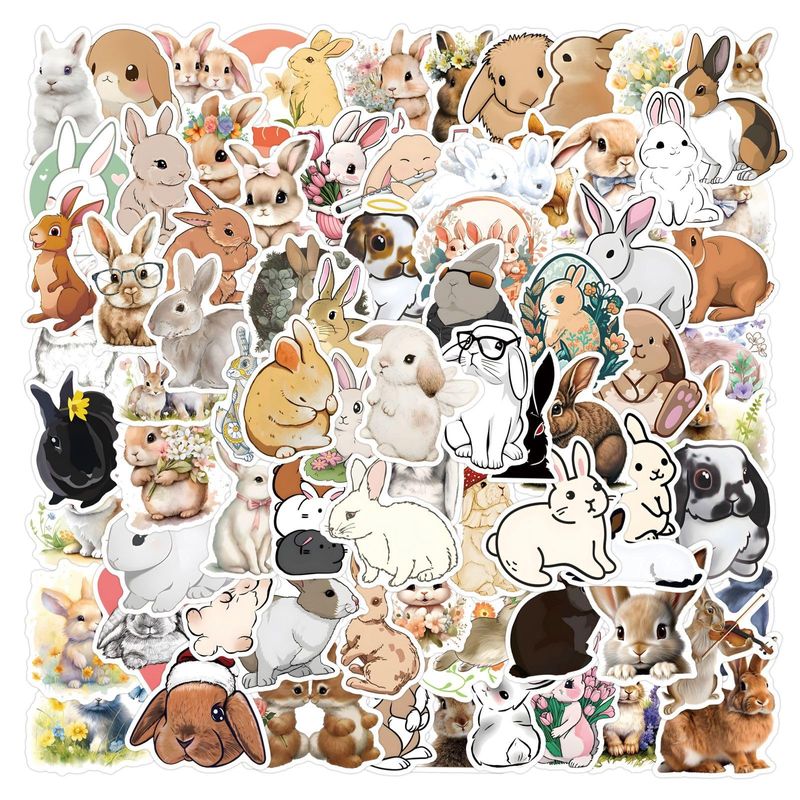 Pack of 100 Rabbit Stickers Pack Rabbit Sticker Set Waterproof Vinyl ...