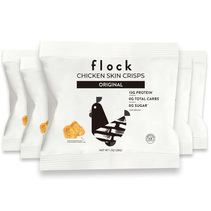 Flock Keto Chicken Skin Chips | Original Flavor | Low Carb, High ...