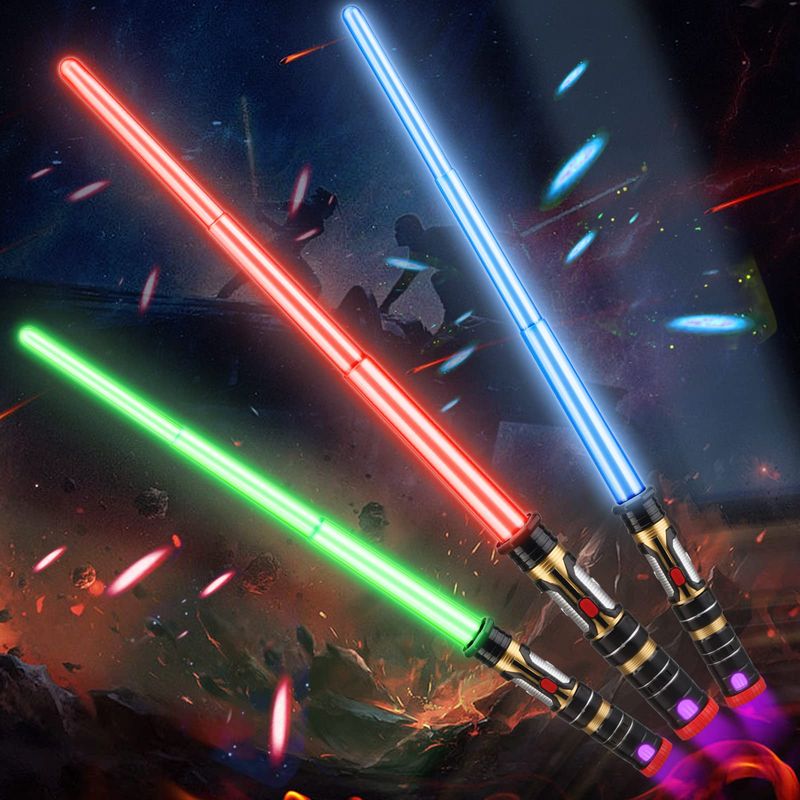 Light up Saber Set,3 Pack LED Light Swords with Sound(Motion Sensitive ...