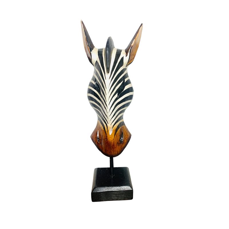 My Family House Zebra Mask Natural on Plinth Wooden Hand Carved Art ...