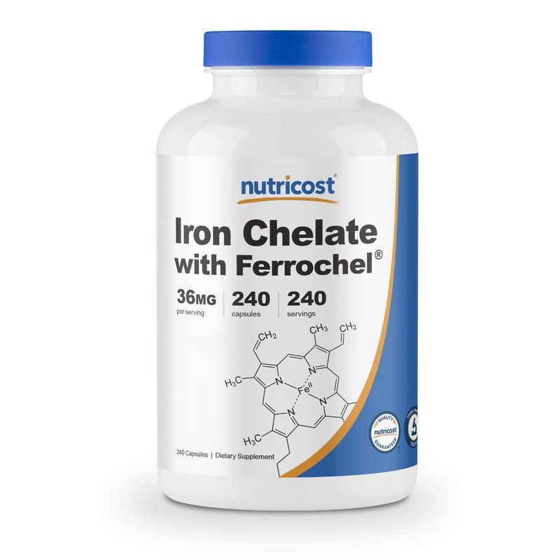 Nutricost Chelated Iron, As Ferrochel, 36mg, 240 Capsules - EveryMarket