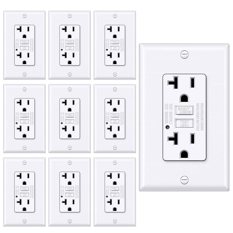 BESTTEN 10 Pack 20 Amp GFCI Outlet, GFI Outlet with LED Indicator ...