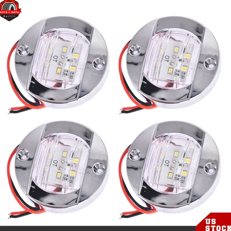 Round Marine Boat LED Cabin Deck Walkway Courtesy Lights White Stern ...