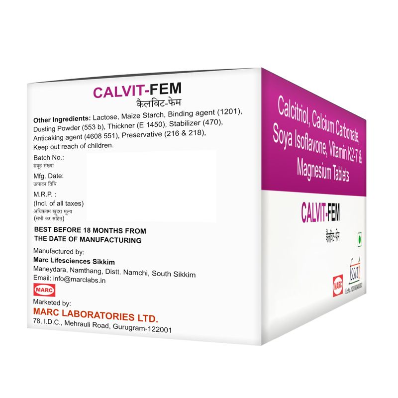 MARC REAL GOLD Calvit-FEM Calcium, Vitamin K2-7, Magnesium & Soya ...