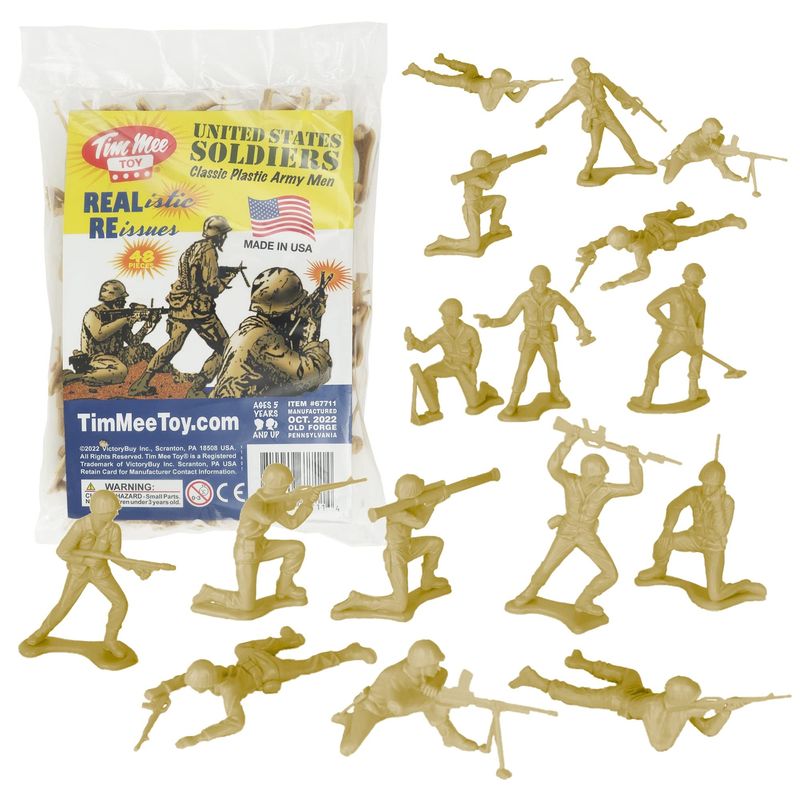 TimMee Plastic Army Men - Tan 48pc Toy Soldier Figures - Made in USA ...