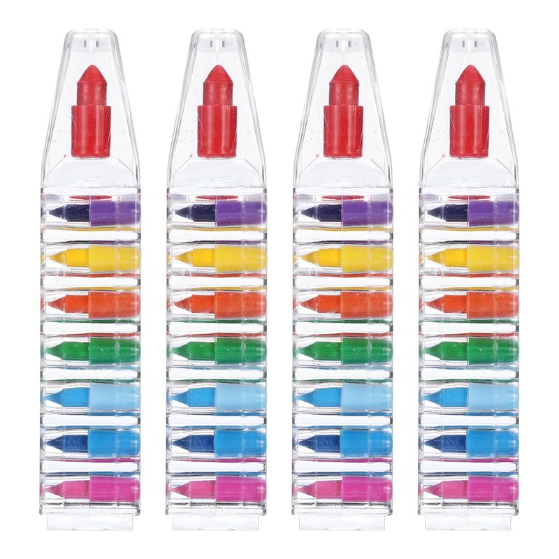 PATIKIL Stacking Crayons 4 Pack 8 Colors Stackable Rectangle Drawing ...