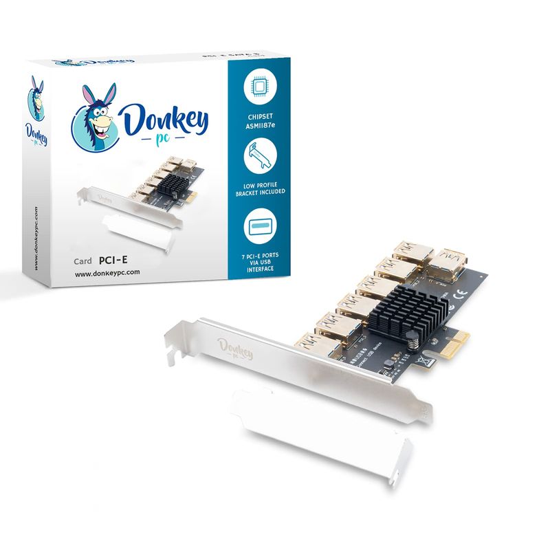 Donkey pc PCIe-Karte mit 1 bis 7 Ports Riser Card PCI-E Steckplatz 1 X To16X USB 3.0 Riser ...