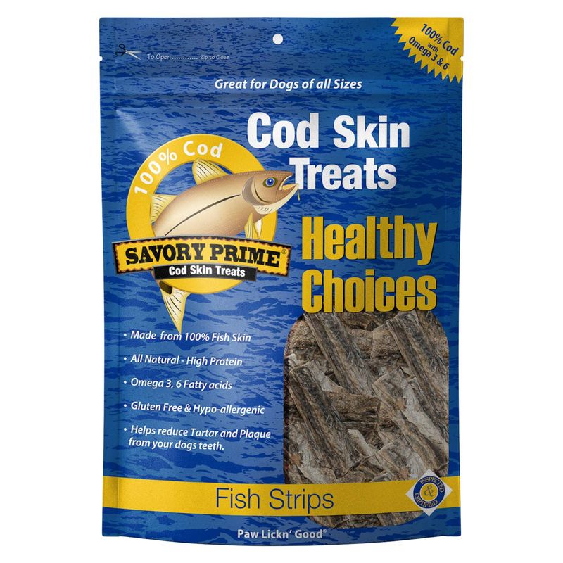 Savory Prime Cod Skin Fish Strips, 8-Ounce (49662008), All Breed Sizes ...