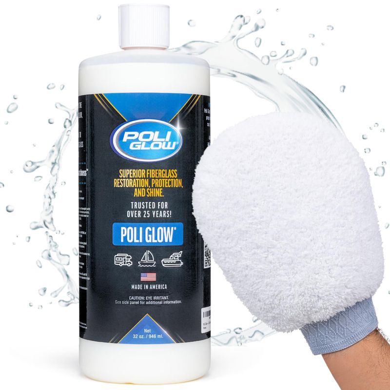 Poli Glow Boat & RV Polish Kit with Applicator Mitt - 32 oz High-Gloss ...