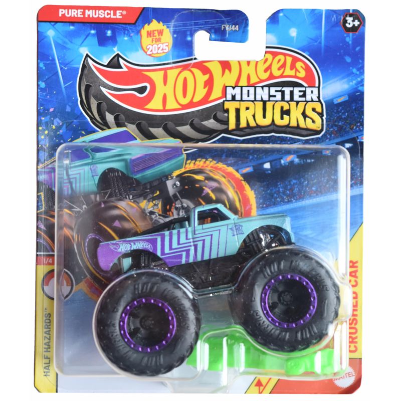 Hot Wheels Monster Trucks Pure Muscle, Half Hazards 1/4 Includes Crushed Car - Online ...