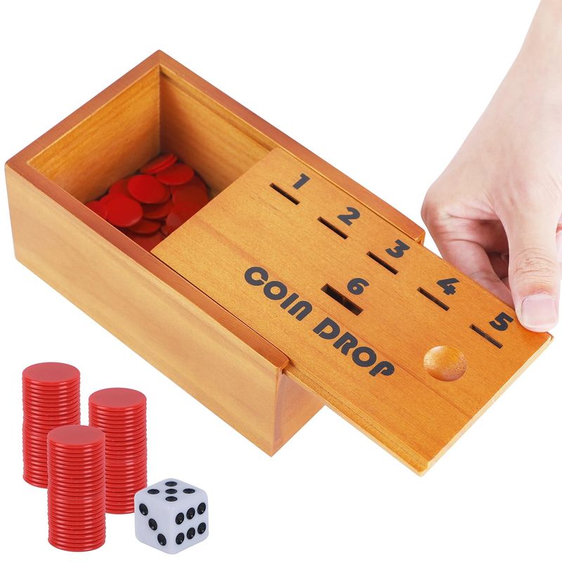 Juegoal Coin Drop Set, Pennies Dice Games for Kids and Adults, Wooden ...
