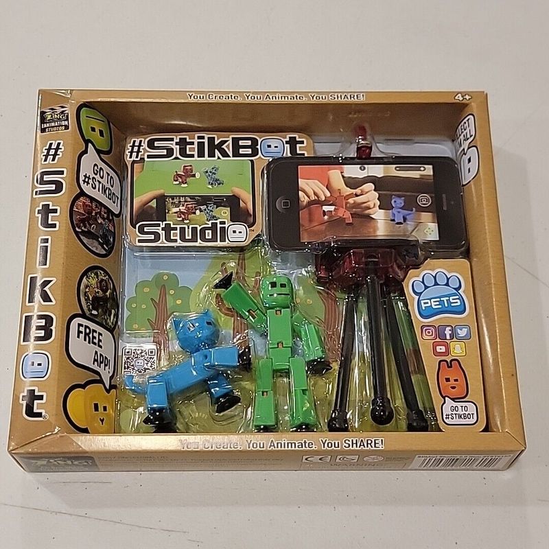 Stikbot Studio Sticky Robot Toy Figure Set Includes Posable Dog Figure ...
