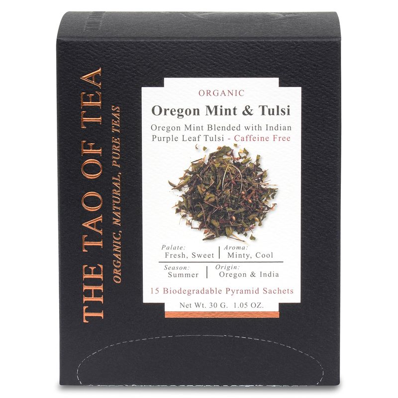 The Tao of Tea Oregon Mint & Tulsi Box Pyramid Sachets, 15 Pyramid ...