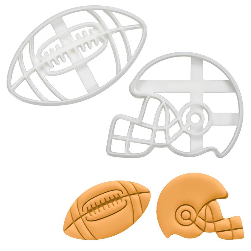 BAKERLOGY Set of 2 American Football Cookie Cutters (Designs: Helmet ...