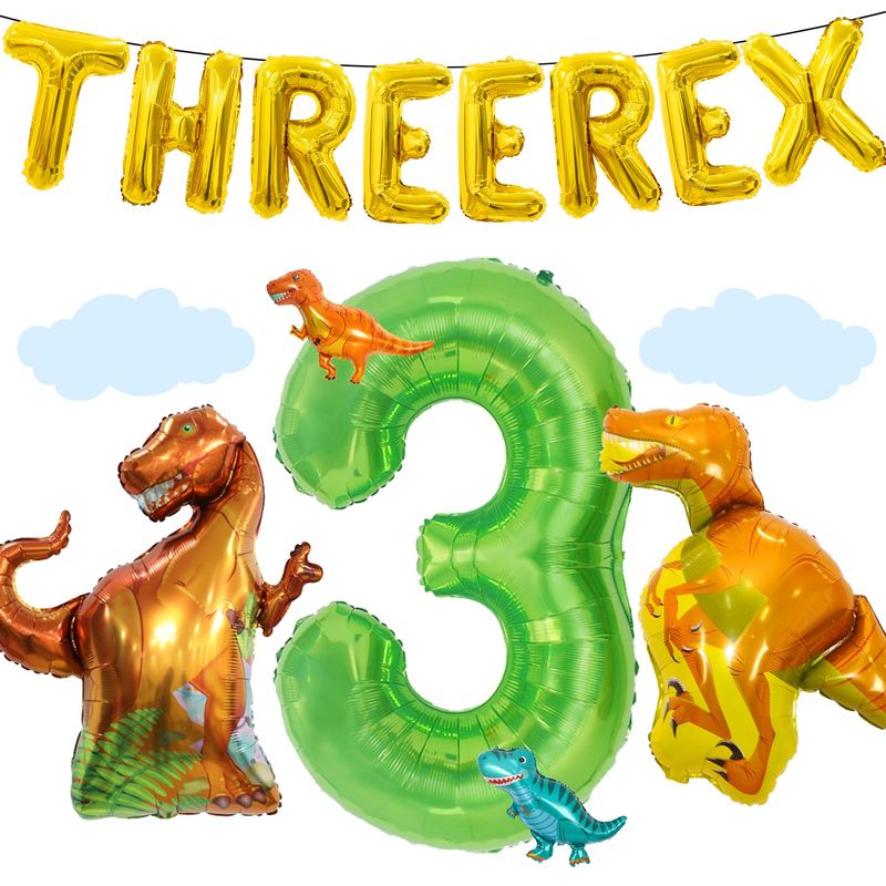 16Pcs Three Rex Balloons, Three Rex Birthday Party Decorations Boy ...