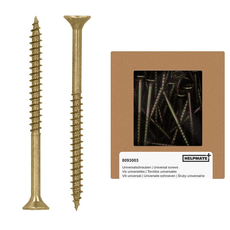 HELPMATE - Universal Screws Countersunk Head 5.0 x 70 Yellow Passivated ...