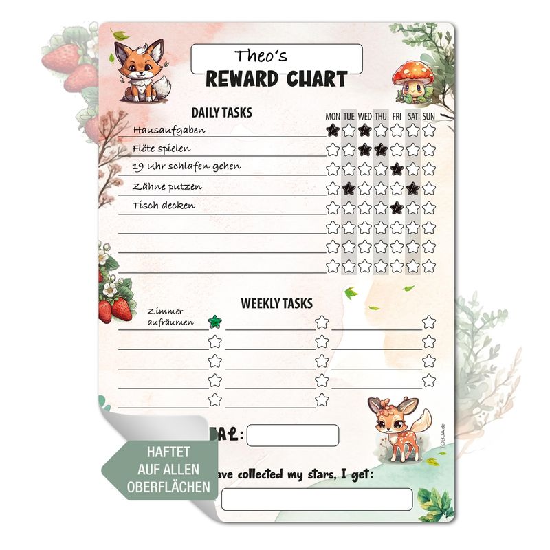 TOBJA A4 Reward Board Children from 3 - Reusable & Removable, Self ...