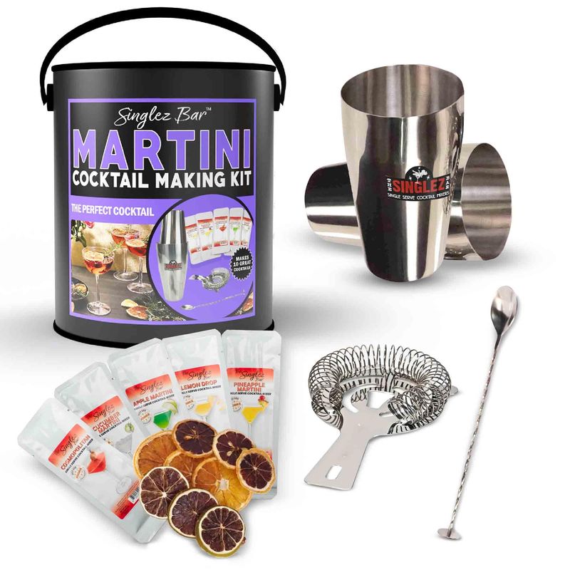 Man Can Martini Cocktail Kit Gift Set for Him - Home Bar Essentials ...