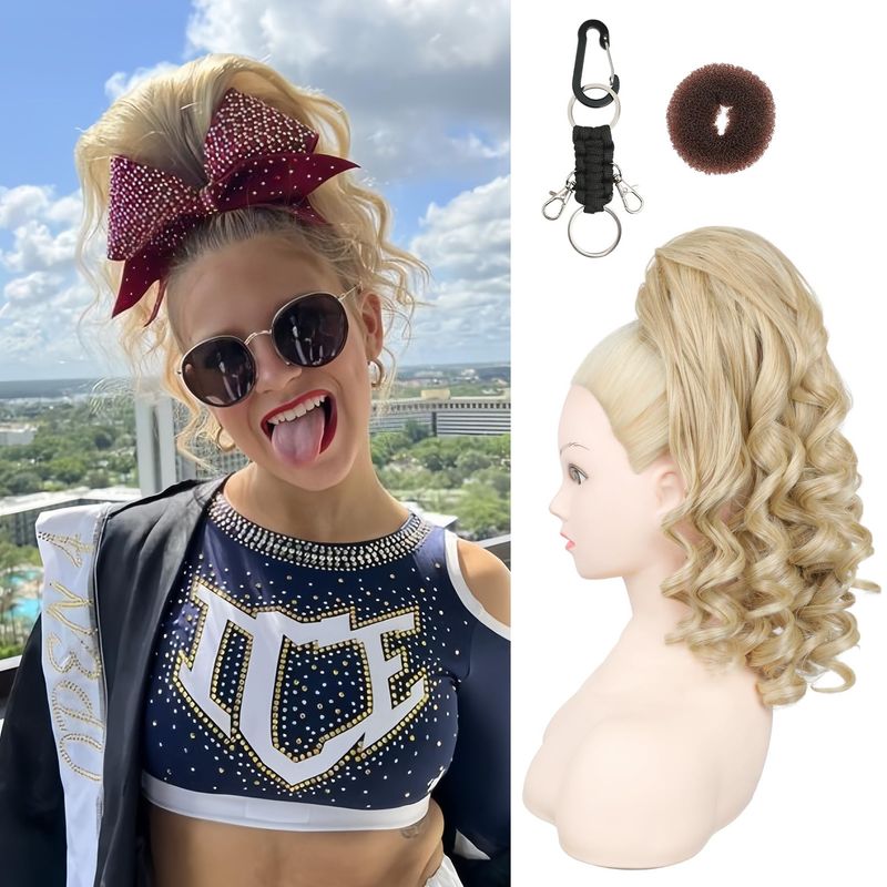 SEIKEA Cheer Ponytail Hair Piece, 12" Champagne Blonde Curly ...