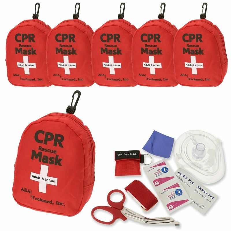 6 pk Emergency CPR Rescue First Aid Kit, CPR Pocket Resuscitator One ...