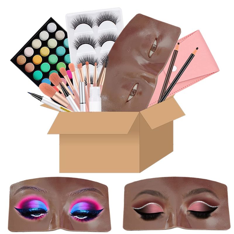 Makeup Practice Face Board, 3D Realistic Practice Makeup Face Set ...