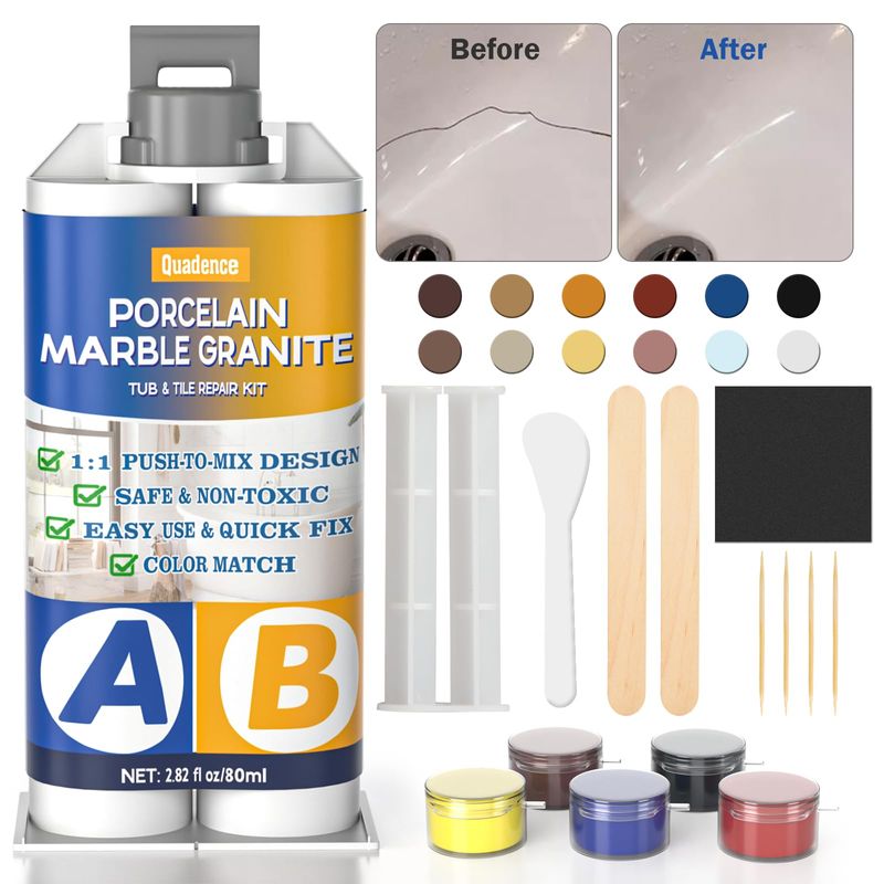 Porcelain Repair Glue, Quadence Quartz Countertop Chip Repair Kit ...
