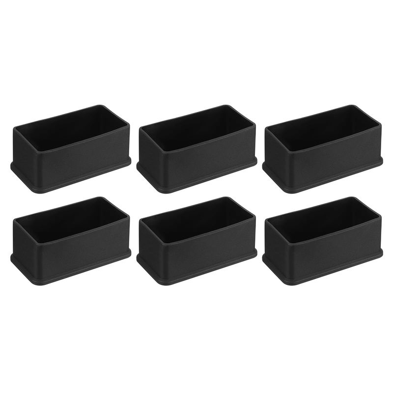 sourcing map 6Pcs PVC Square Chair Leg Caps, 80mm x 40mm OD Black ...
