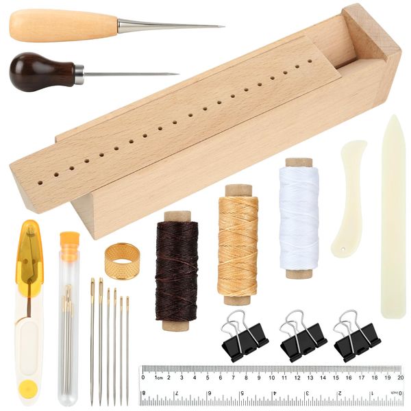 21pcs Book Binding Kits,Bamboo Book Binding Cradle,Book Press with Book ...