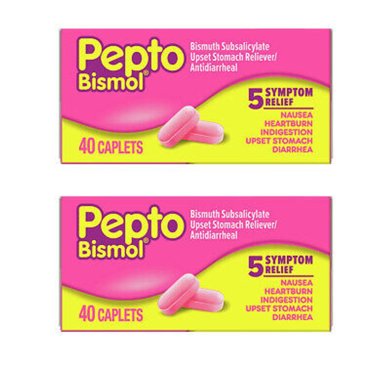 4 Pack Pepto Bismol Caplets for Upset Stomach & Diarrhea Relief, total ...