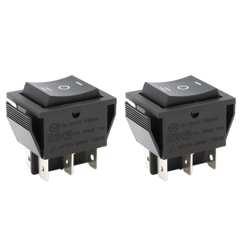 Heschen Rocker Switch ON-OFF-ON DPDT 6 Terminals 16A 125VAC, 16A 250 ...
