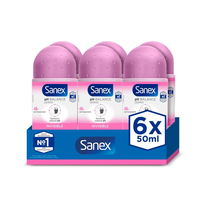 Sanex Dermo Invisible Roll On Antiperspirant white 50ml, 6 Count (Pack of 1) - Online ...
