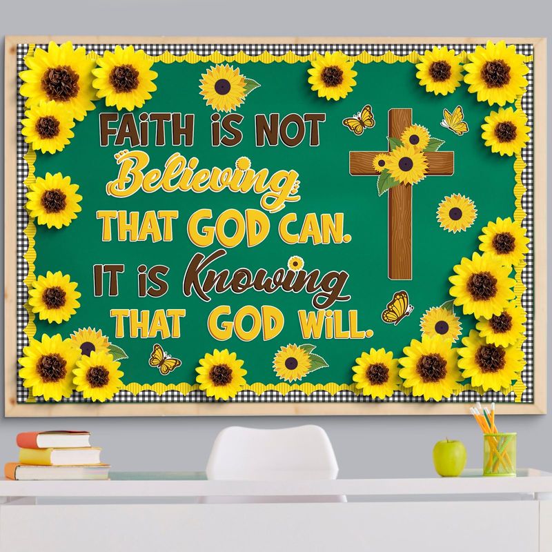Pajean Christian Bulletin Board Decoration Set 3D Sunflower Classroom ...