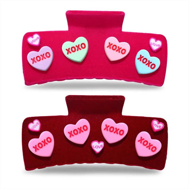 Vokone 2 Pack Valentines Day Hair Claw Clips for Women Pink ...
